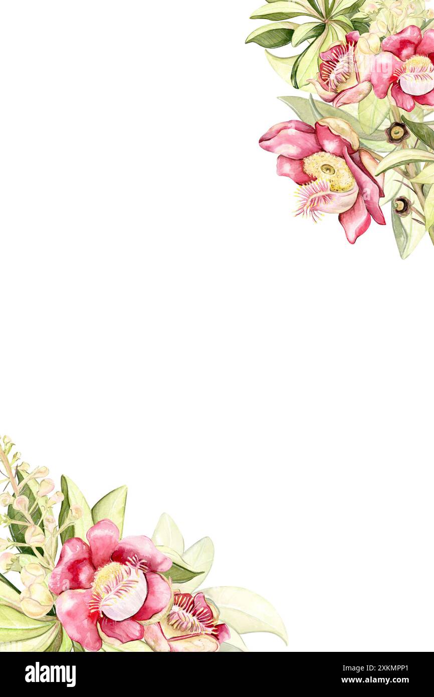 pink floral vertical frame Stock Photo - Alamy