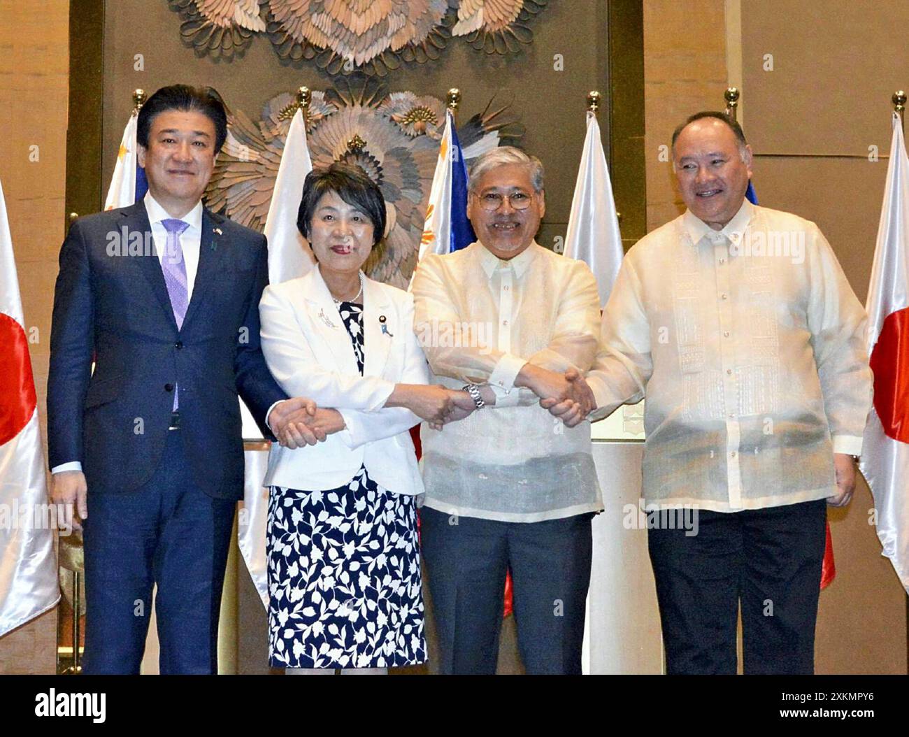 Japanese Defense Minister Minoru Kihara, Foreign Minister Yoko Kamikawa ...