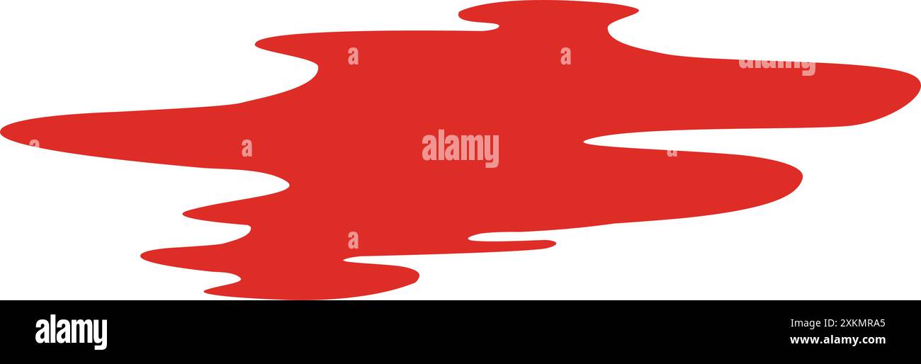 Blood puddle vector cartoon, red paint spill isolated on white ...