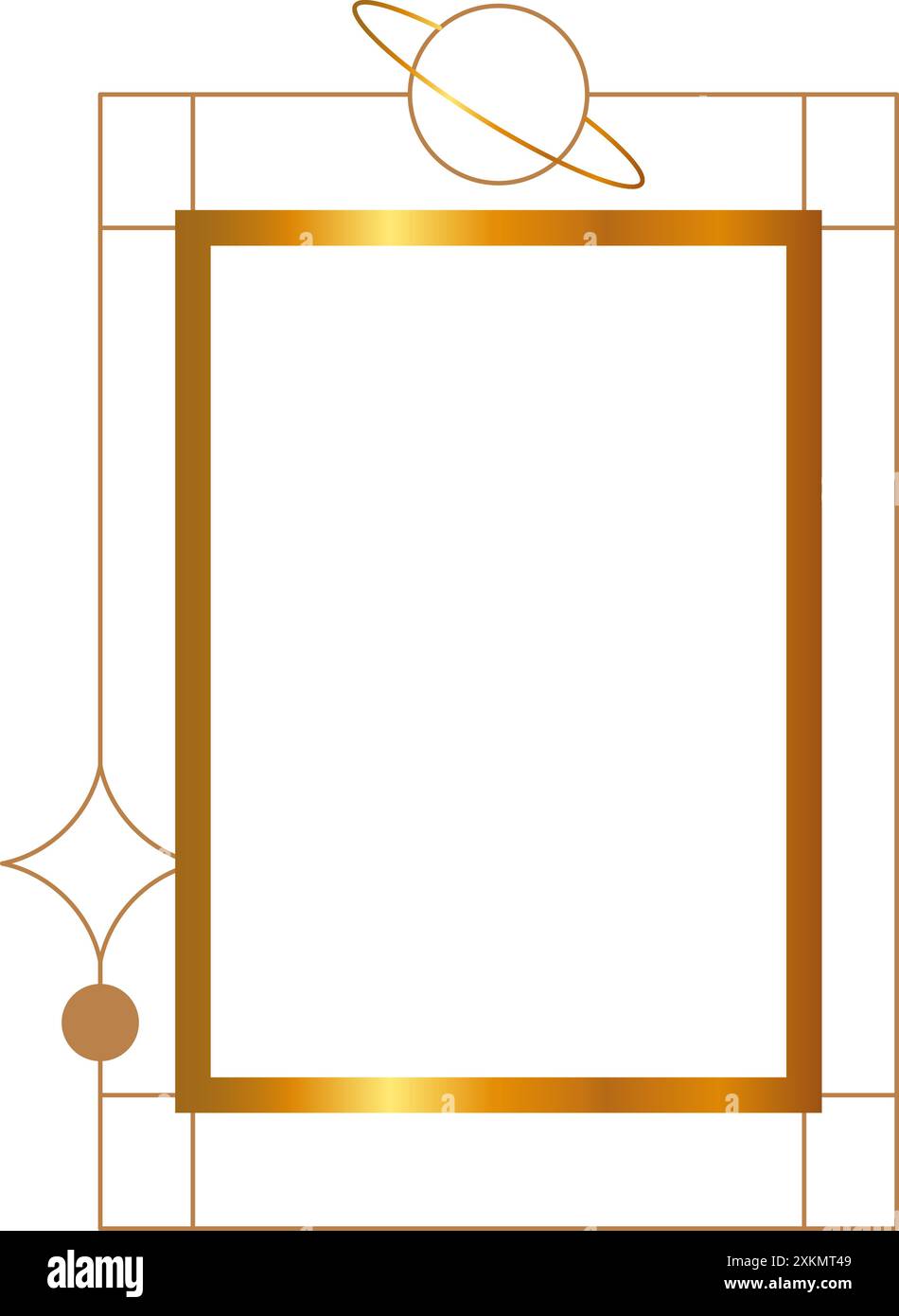 Gold monoline aesthetic square frame Y2K style modern element Stock ...