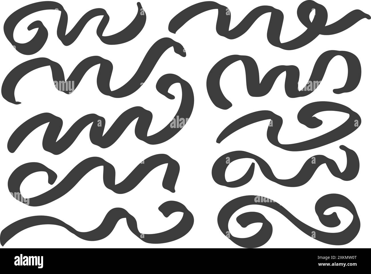 Swirl squiggles swoosh underline vector brush strokes. Hand drawn ...