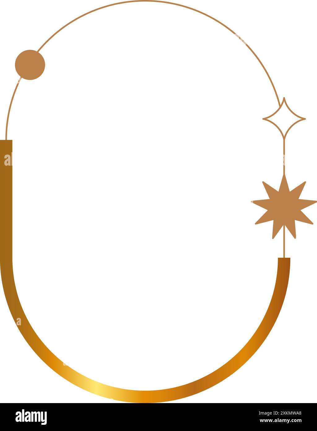 Oval rounded frame gold monoline aesthetic frame Y2K style modern ...