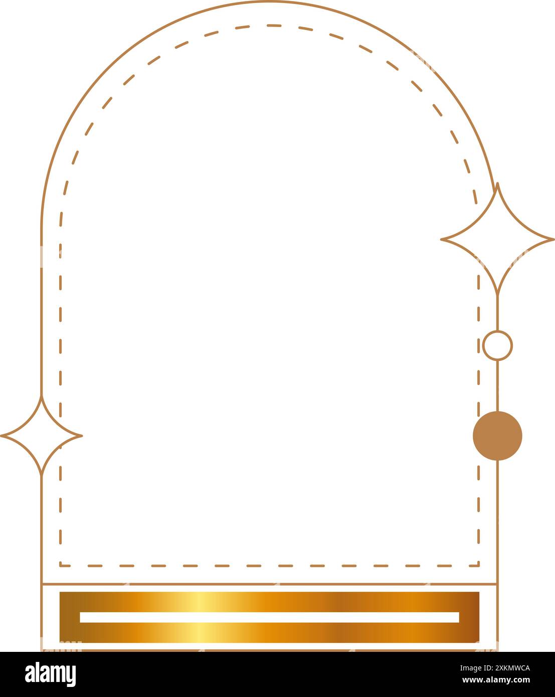 Arch curved frame gold monoline aesthetic frame shining golden style ...