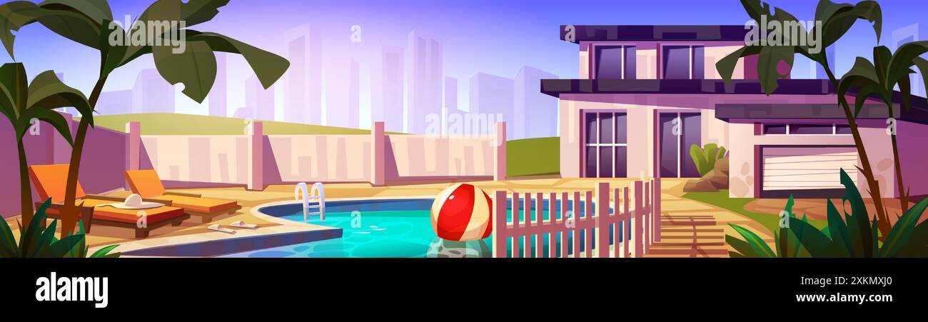 Villa street neighborhood pool water Stock Vector Images - Alamy