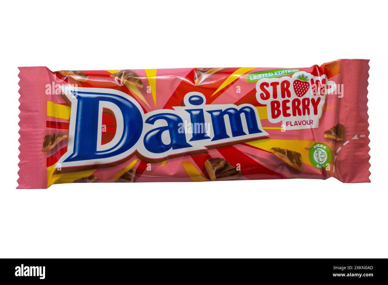 limited edition Daim Strawberry flavoured chocolate bar isolated on ...