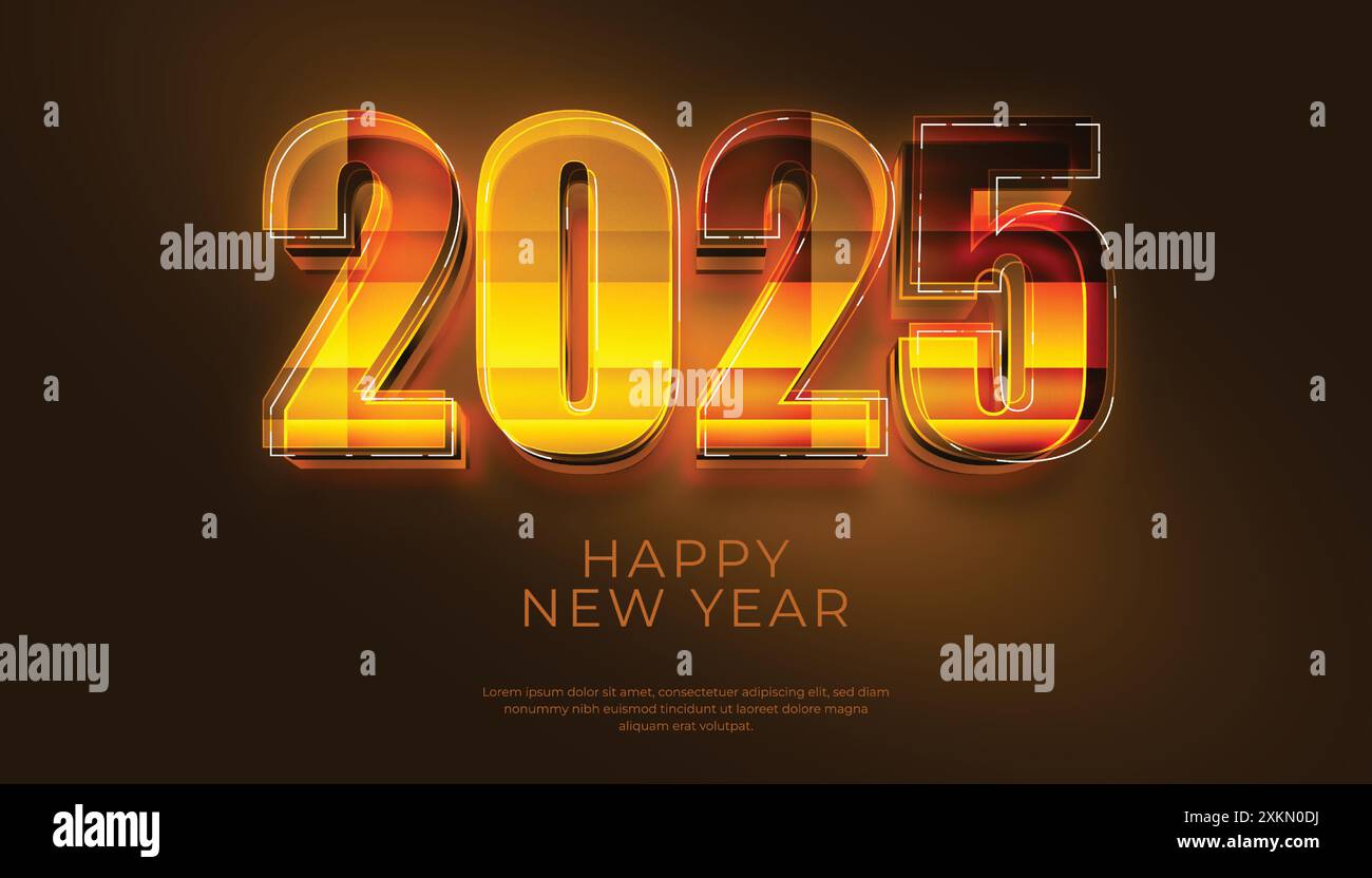 Happy New Year 2025. festive realistic decoration elegant number for ...