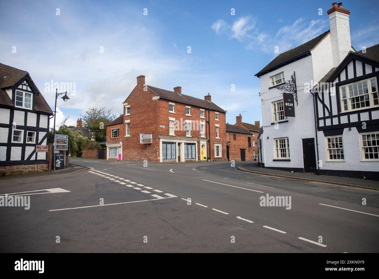 Hodnet village in the Shropshire countryside, The Bear Inn public house ...