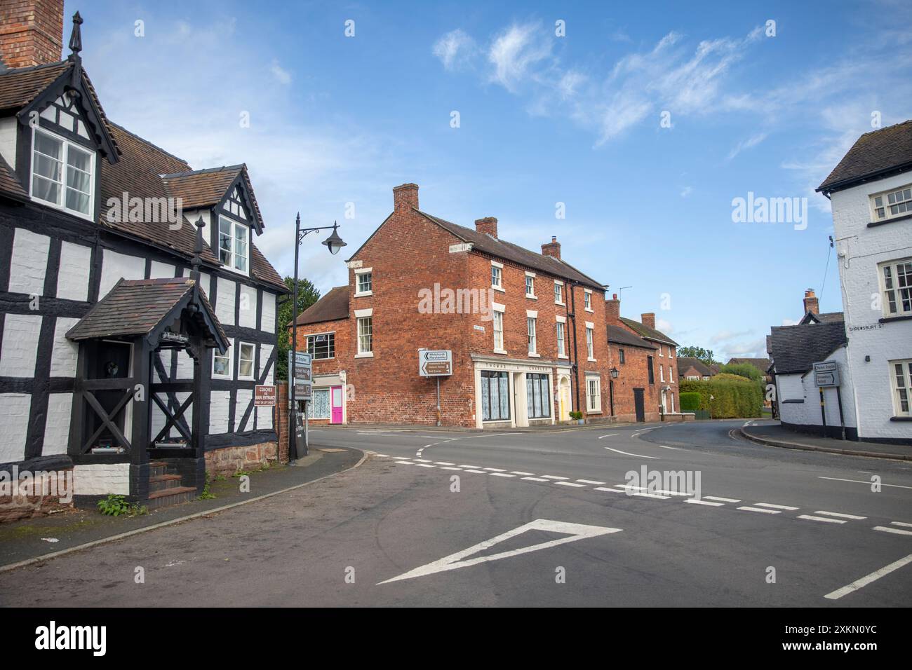 Hodnet village in the Shropshire countryside, The Bear Inn public house ...