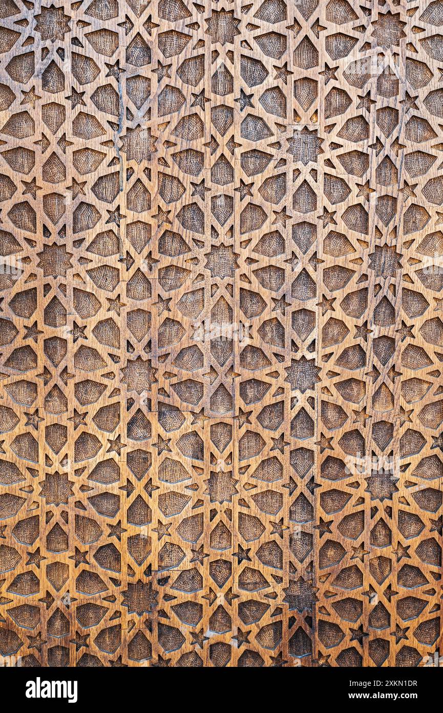 arabic Uzbek Islamic patterns ornament with stars on a modern wooden ...
