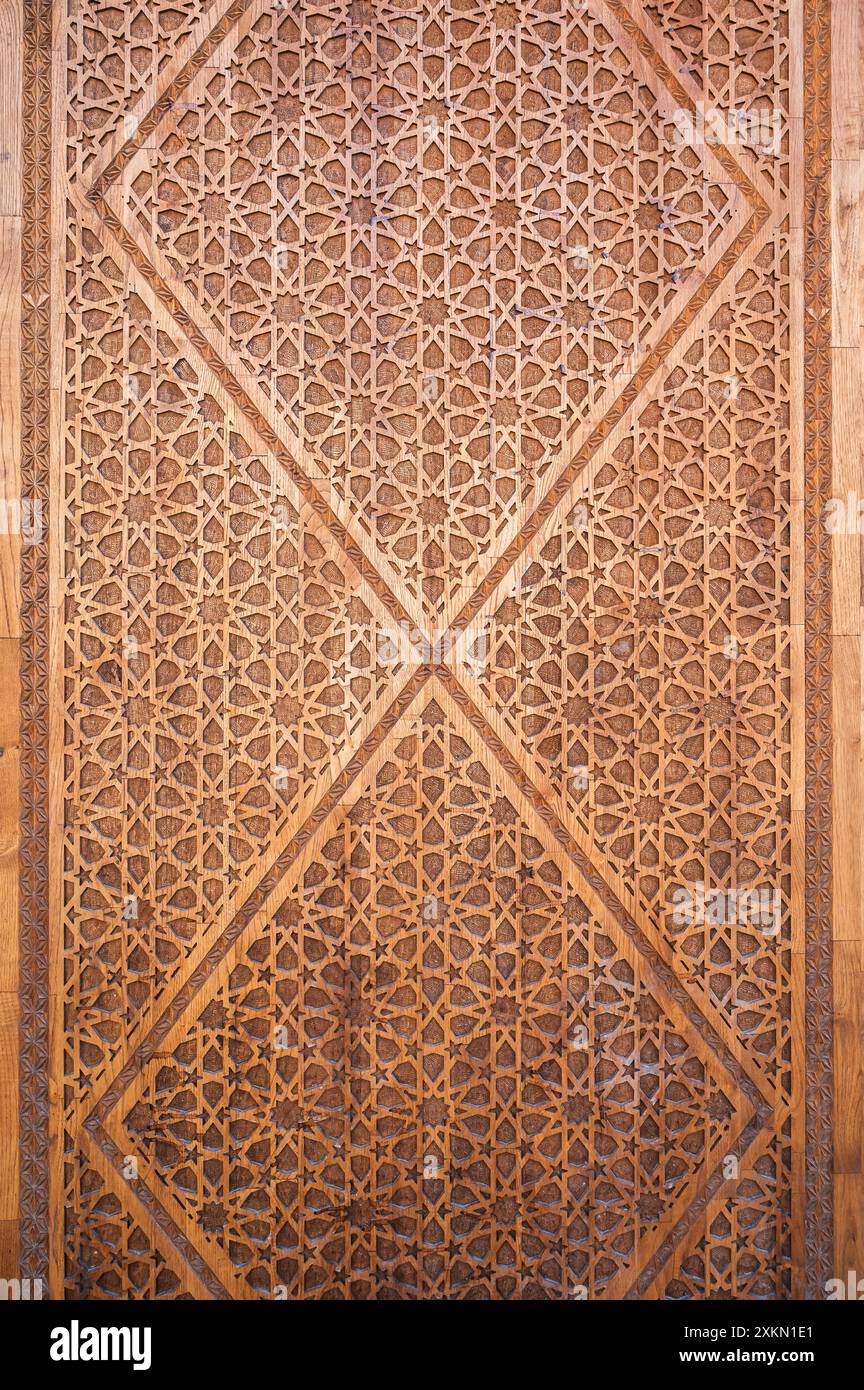 arabic Uzbek Islamic patterns ornament with stars on a modern wooden ...