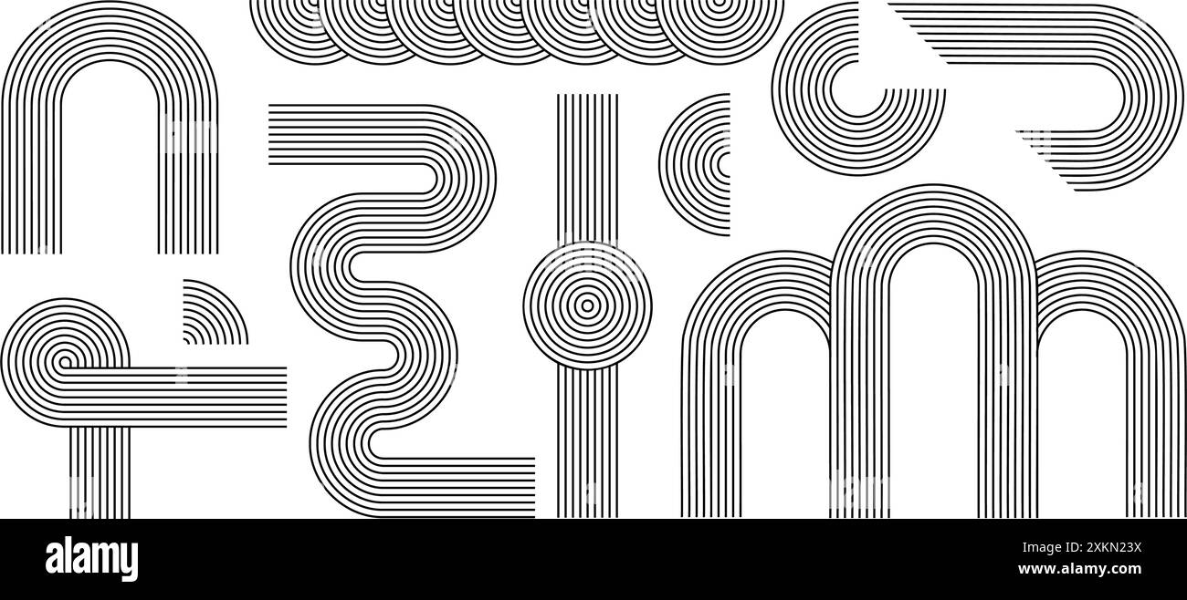 Zen arch set, simple line arch and shapes. Geometric Japanese zen ...