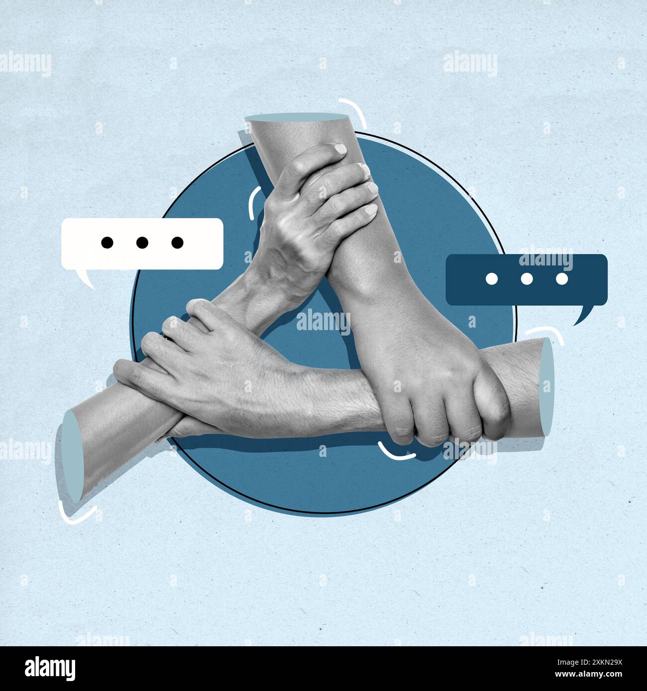 Three hands holding each other in a triangle. The image is about unity ...
