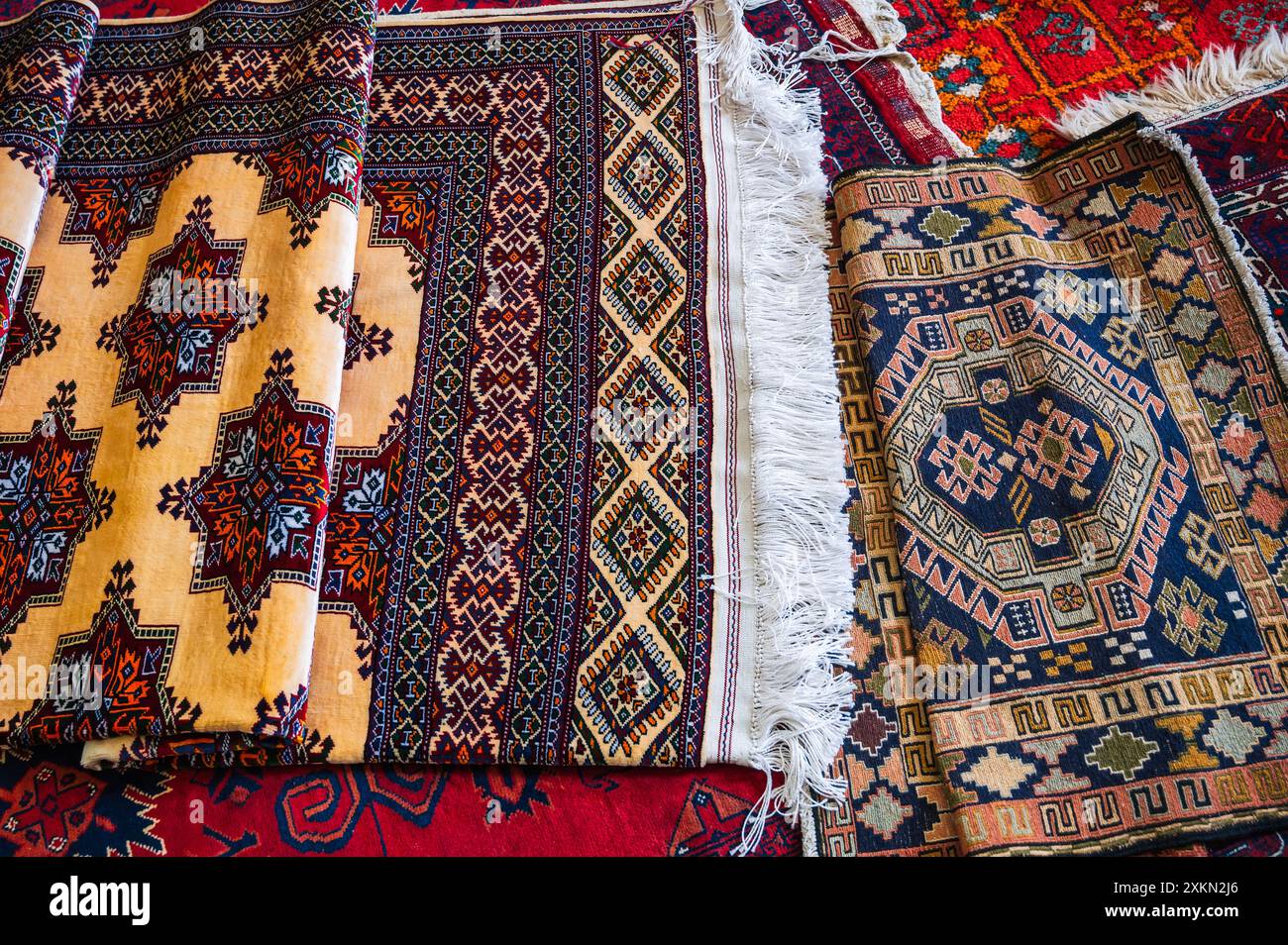 luxury oriental Turkish carpets at the bazaar in Turkey in Istanbul ...