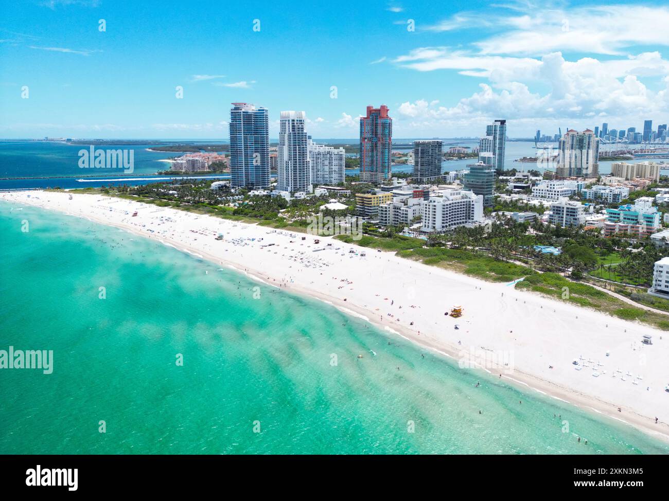 Summer in Miami . Miami beach coastline. Panoramic view of Luxury ...