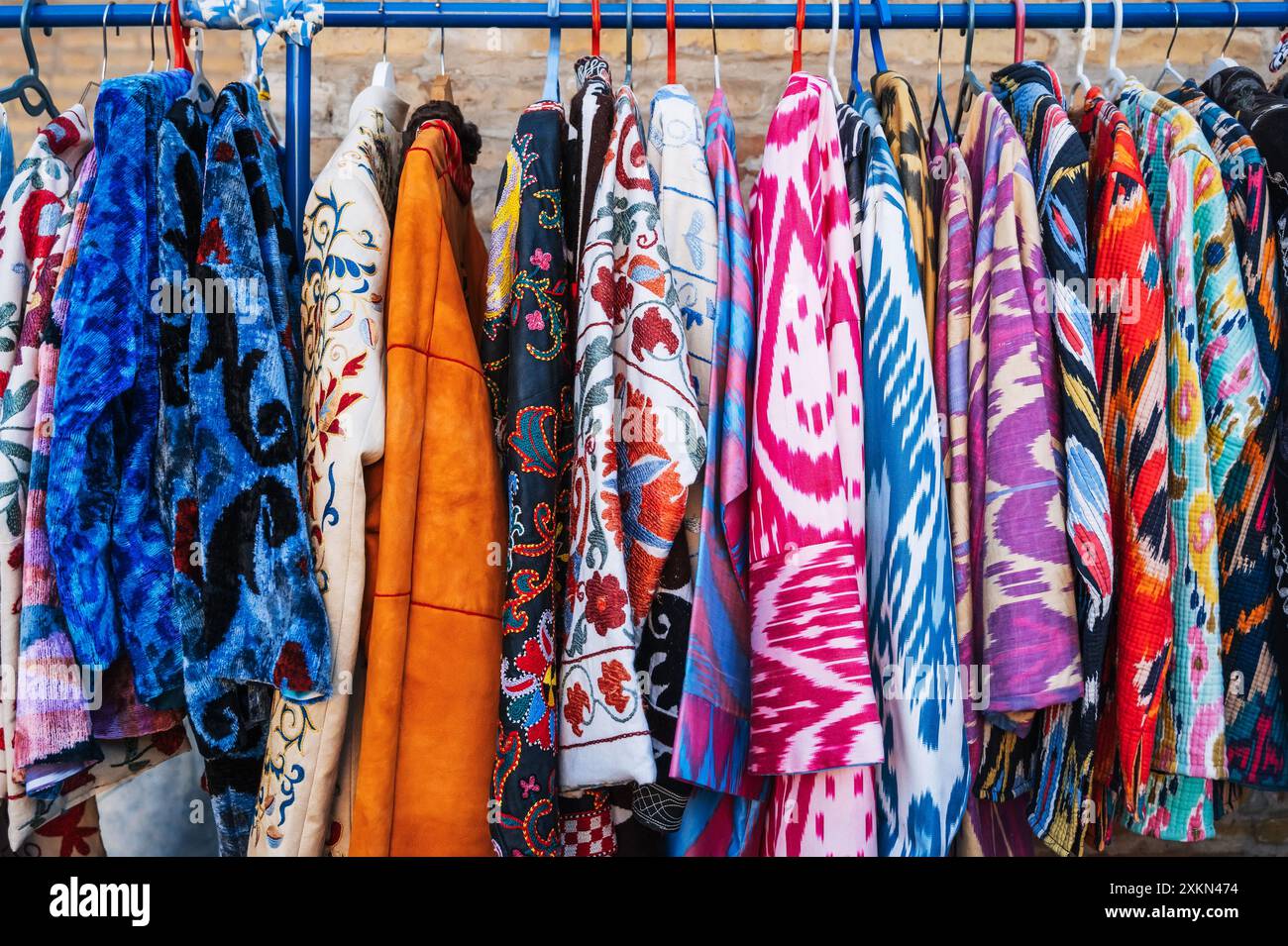 colorful traditional Arabic Uzbek dresses at an oriental bazaar in ...