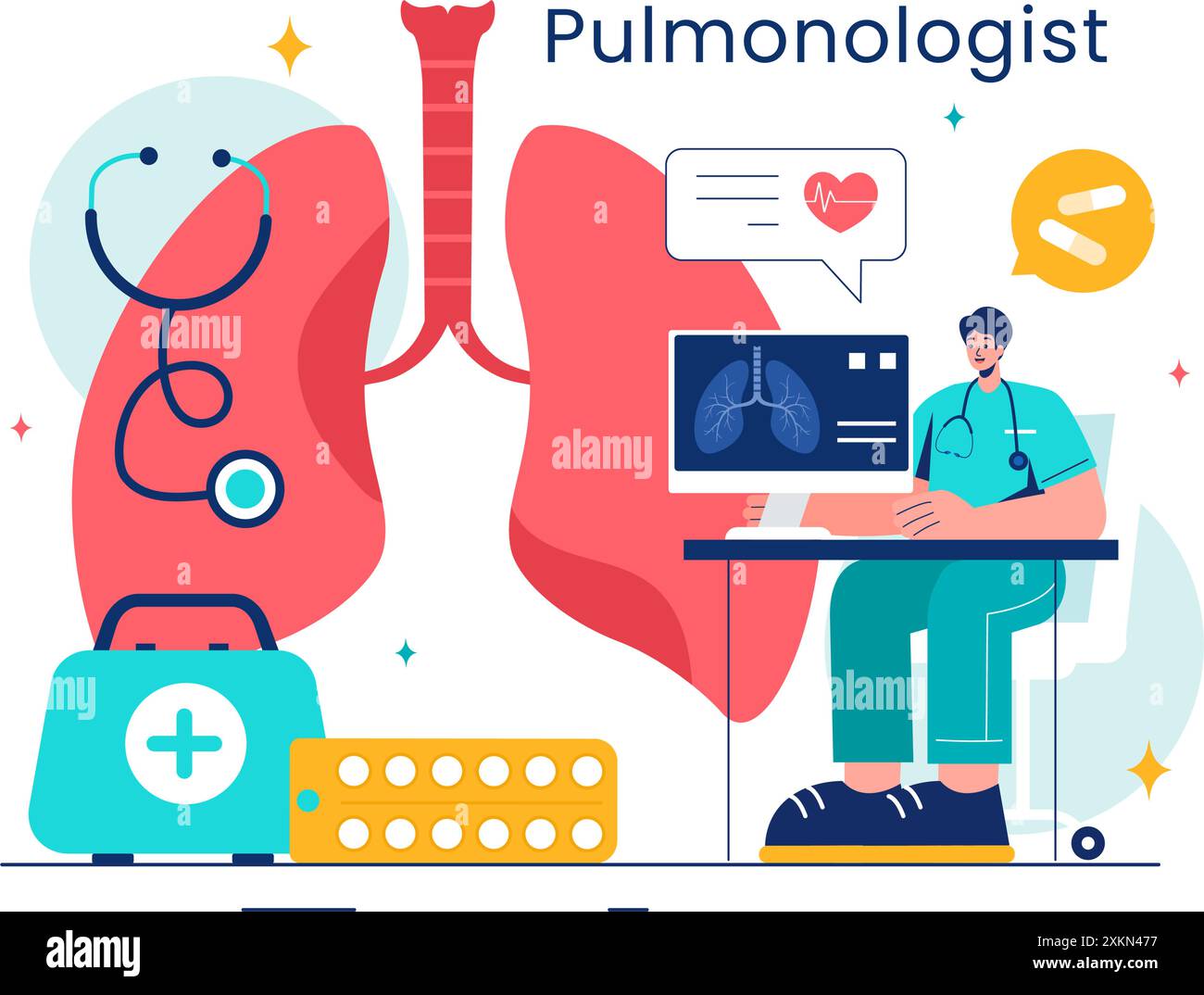 Pulmonologist Vector Illustration with Pulmonology Doctor, Lungs ...