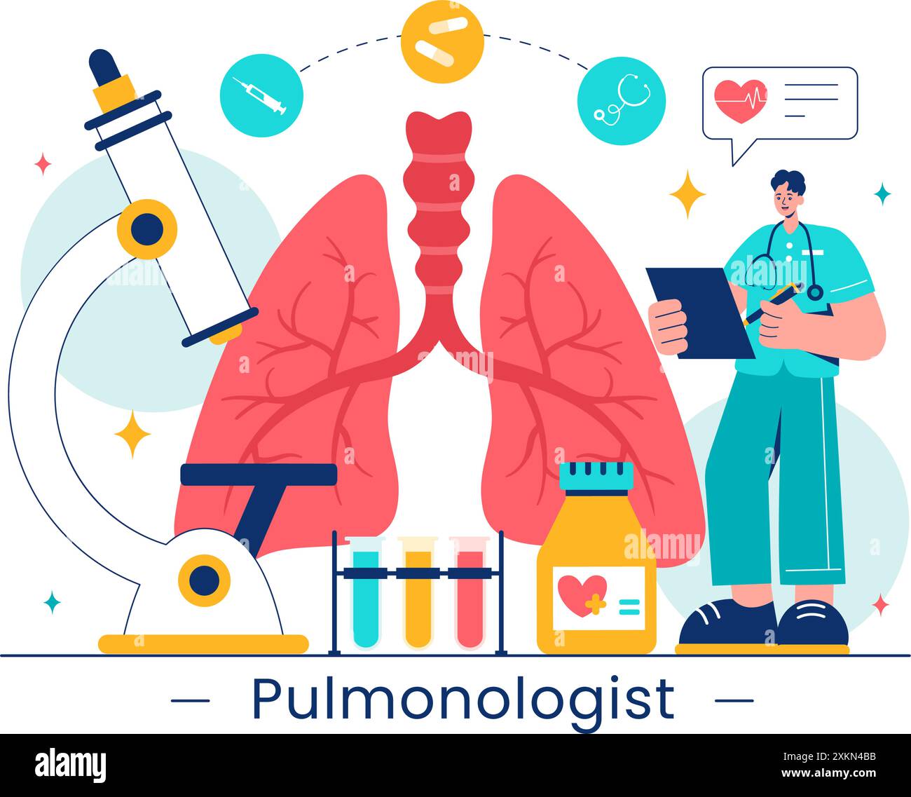 Pulmonologist Vector Illustration with Pulmonology Doctor, Lungs ...