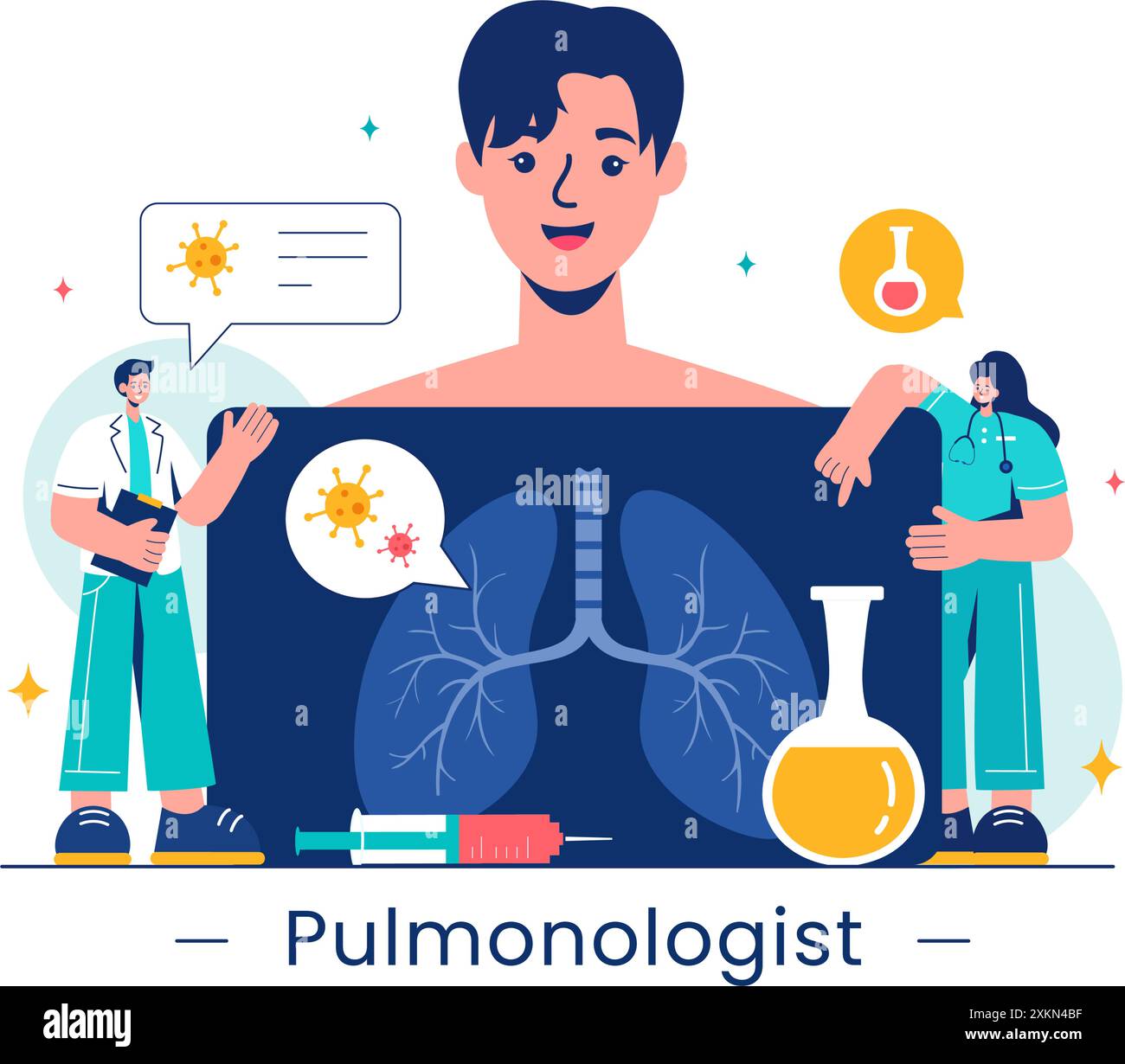 Pulmonologist Vector Illustration With Pulmonology Doctor Lungs