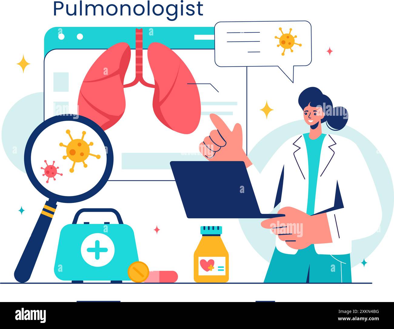 Pulmonologist Vector Illustration with Pulmonology Doctor, Lungs ...
