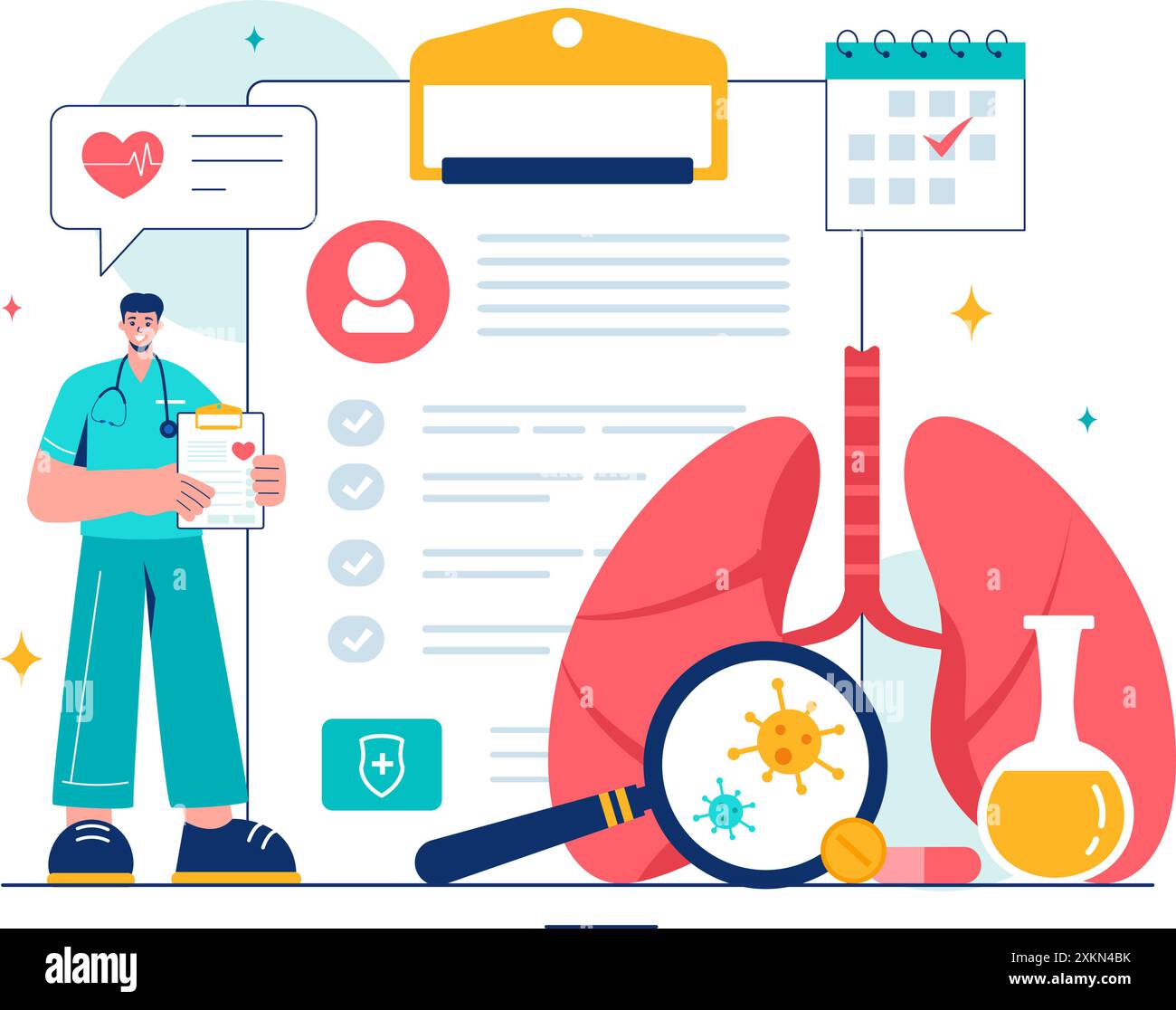 Pulmonologist Vector Illustration with Pulmonology Doctor, Lungs ...
