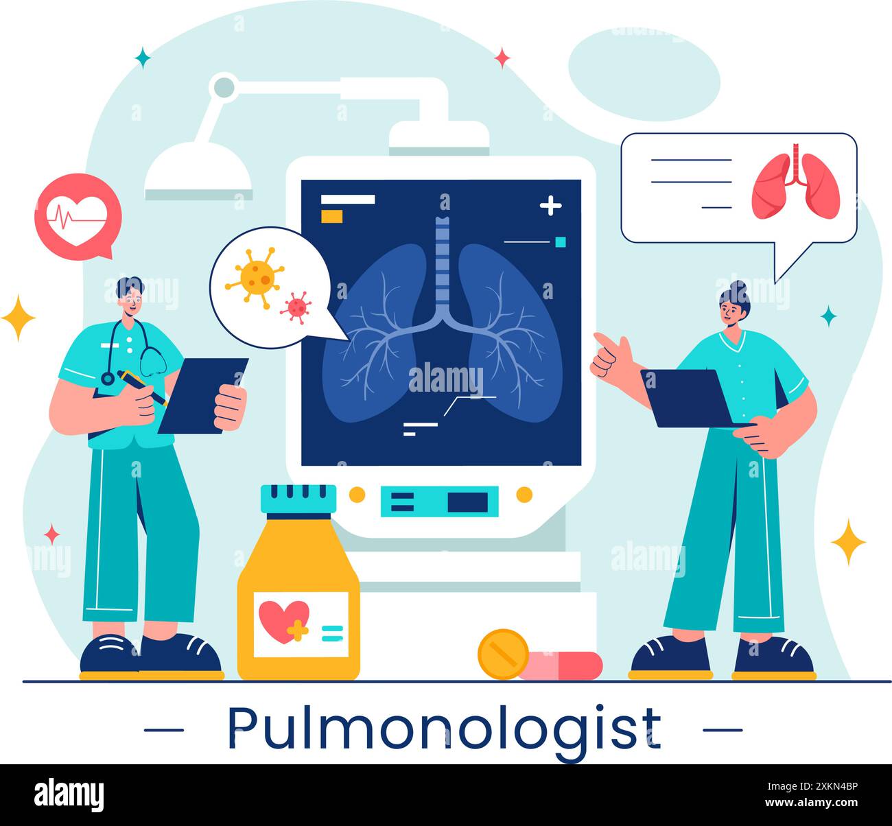 Pulmonologist Vector Illustration with Pulmonology Doctor, Lungs ...