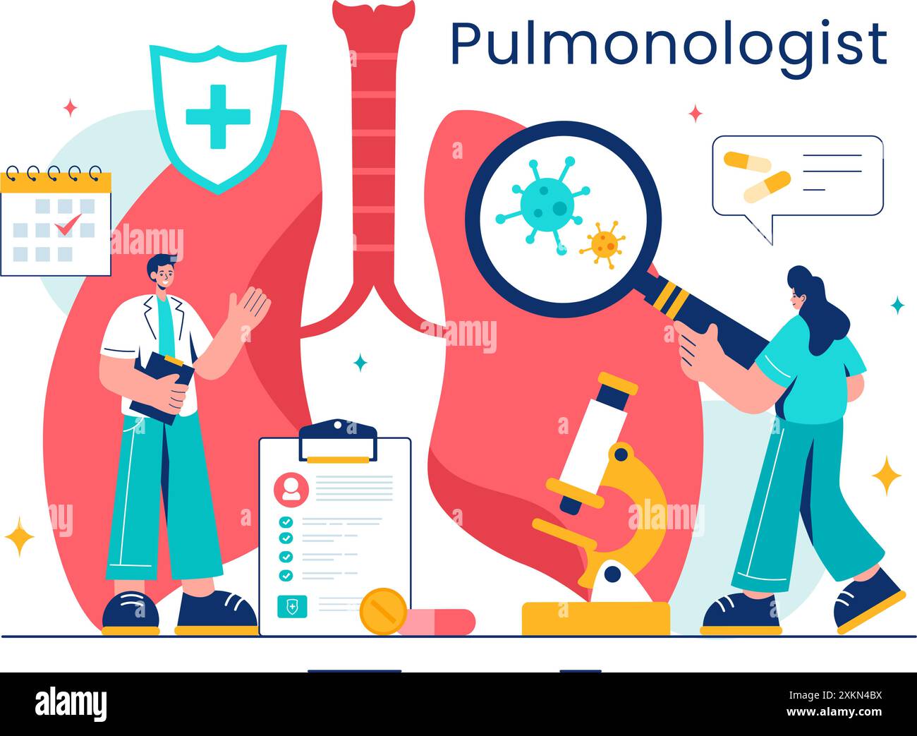 Pulmonologist Vector Illustration with Pulmonology Doctor, Lungs ...
