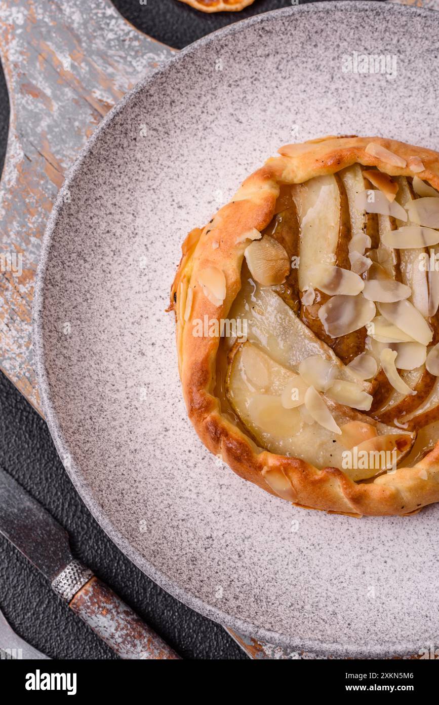 Delicious sweet crispy galettes with fruits and cinnamon baked at home ...