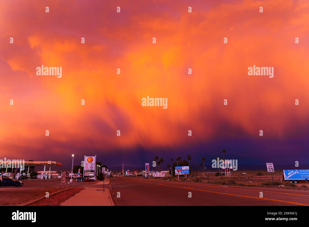 Baker, California - April 15, 2024: Lavender clouds dominate the ...