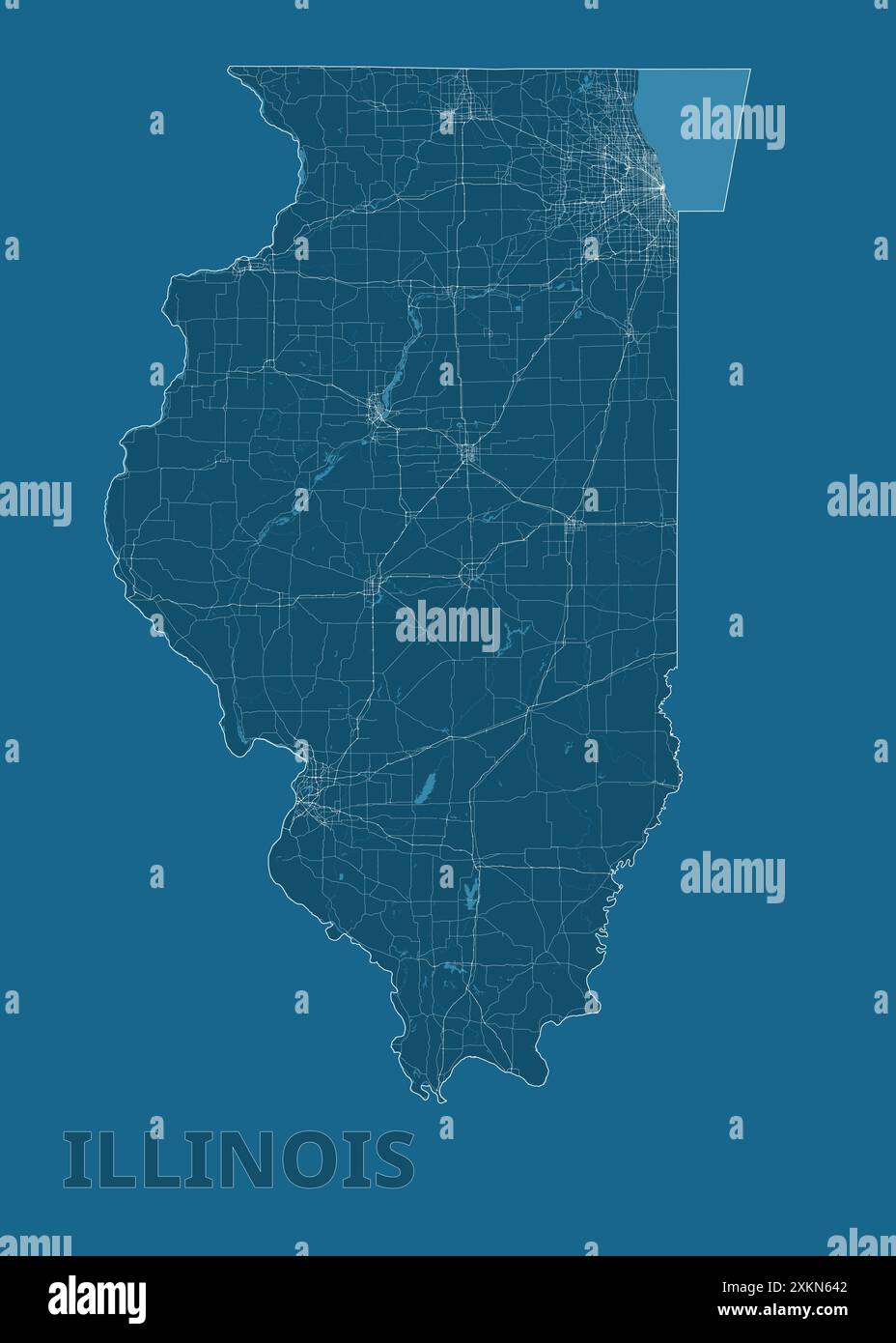 Illinois, United States artistic blueprint map poster Stock Vector ...