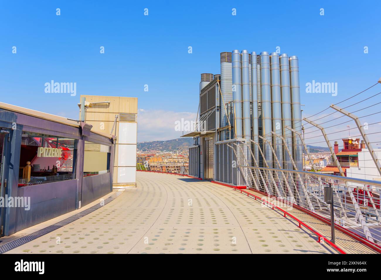 Barcelona, Spain - July 16, 2024: Contemporary rooftop area featuring ...