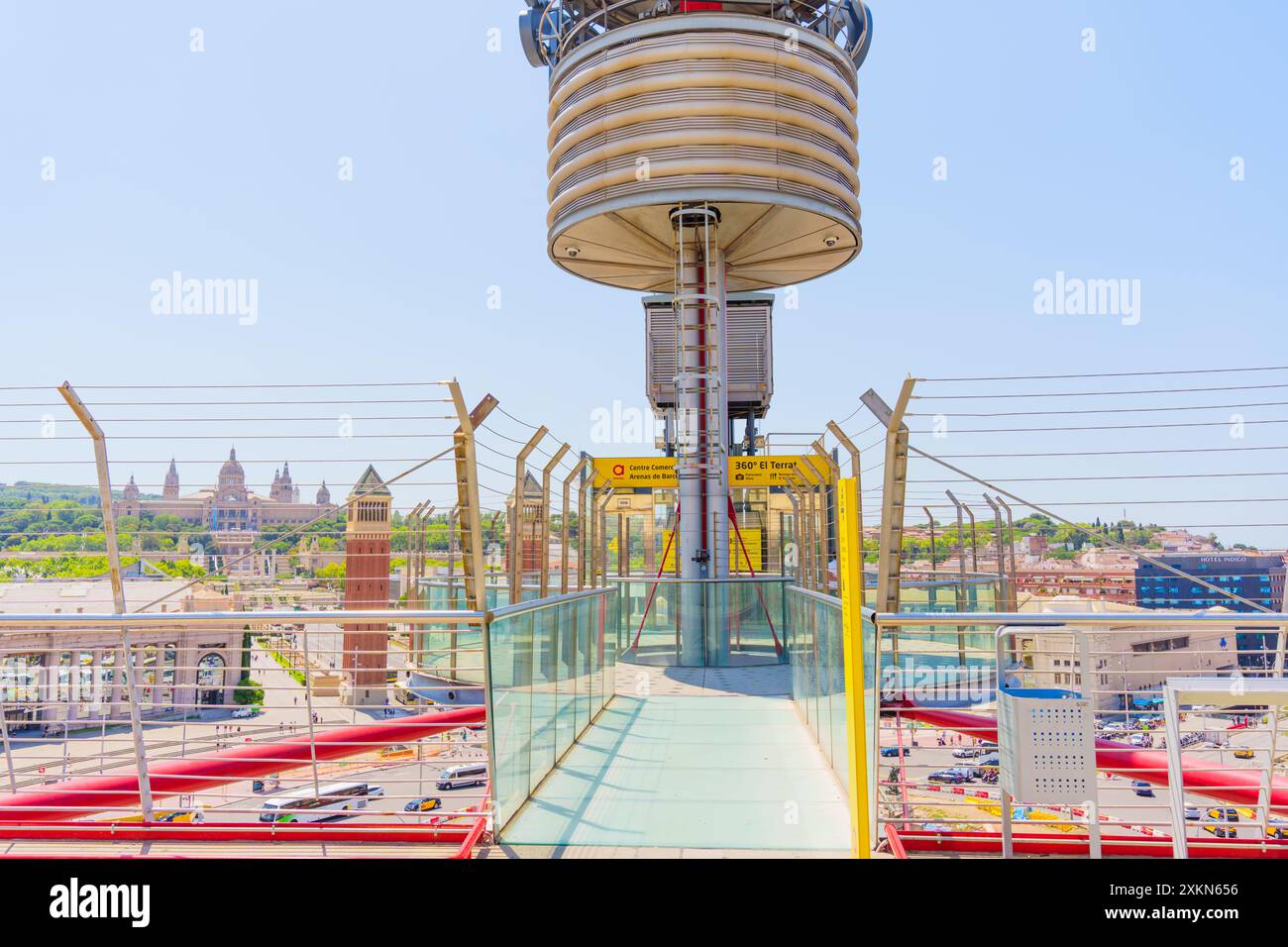 Barcelona, Spain - July 16, 2024: Clear view of the unique elevator ...