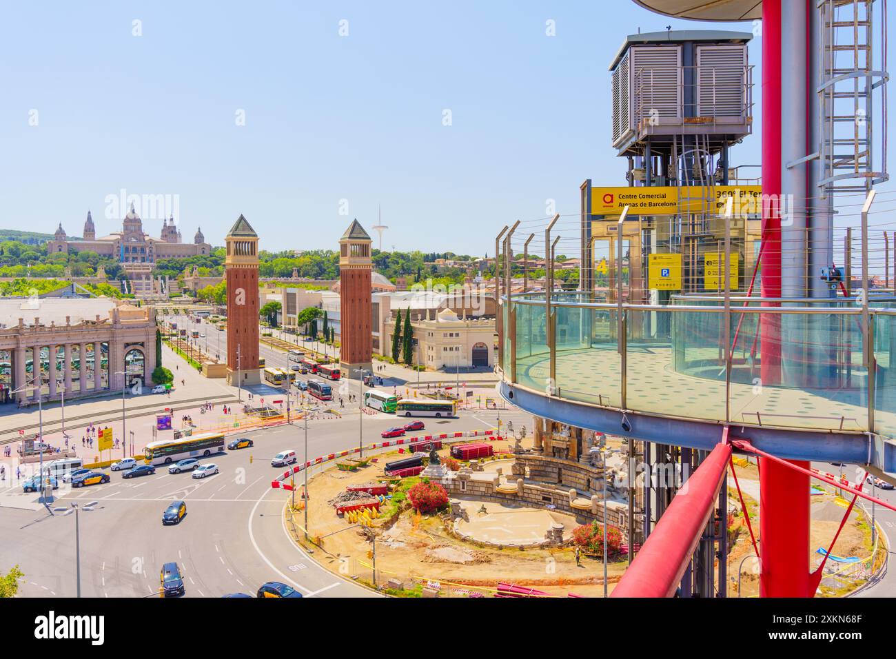 Barcelona, Spain - July 16, 2024: Elevator view showcasing Placa d ...
