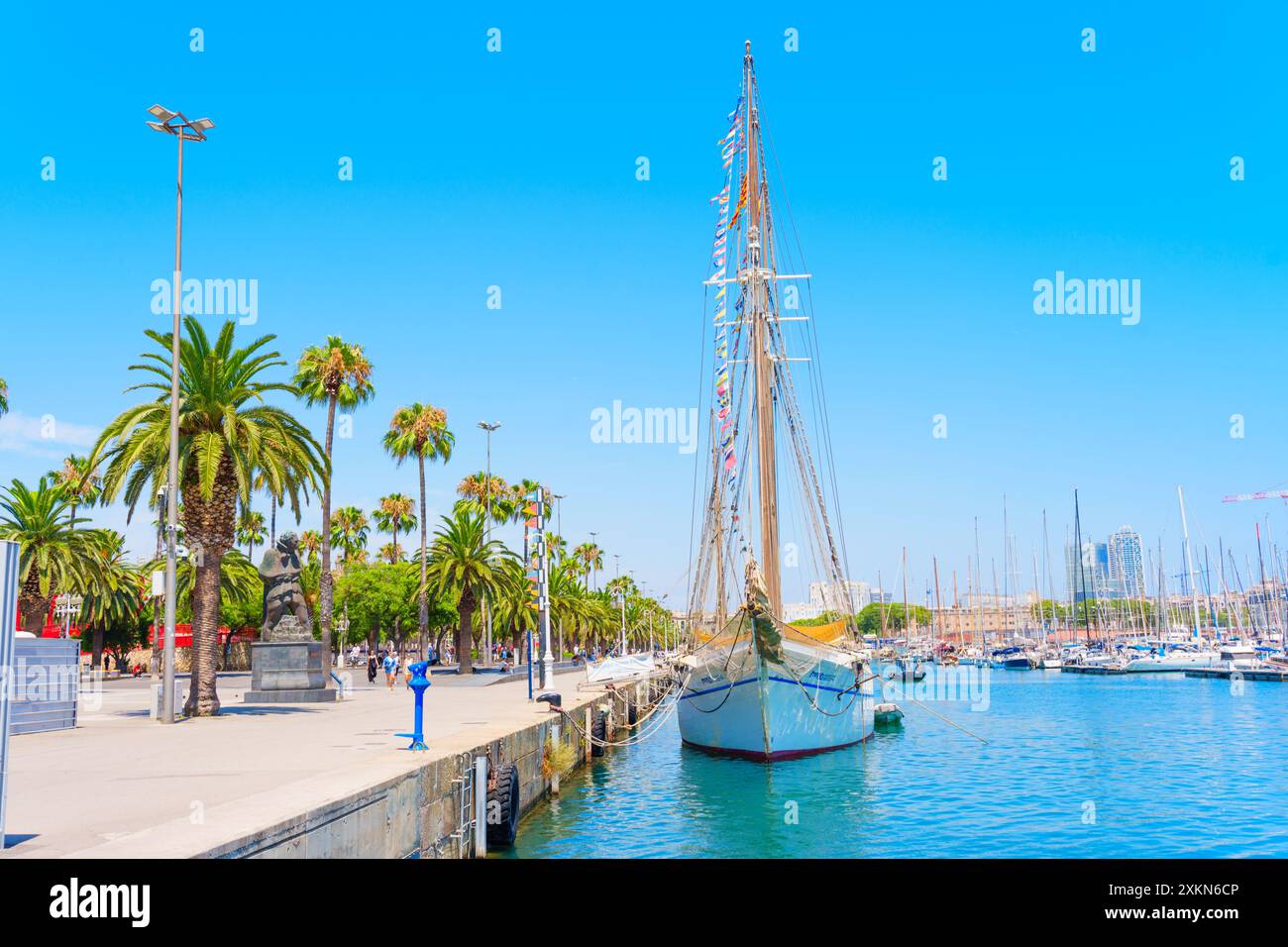Barcelona, Spain - July 16, 2024: White sailing boat docked at ...