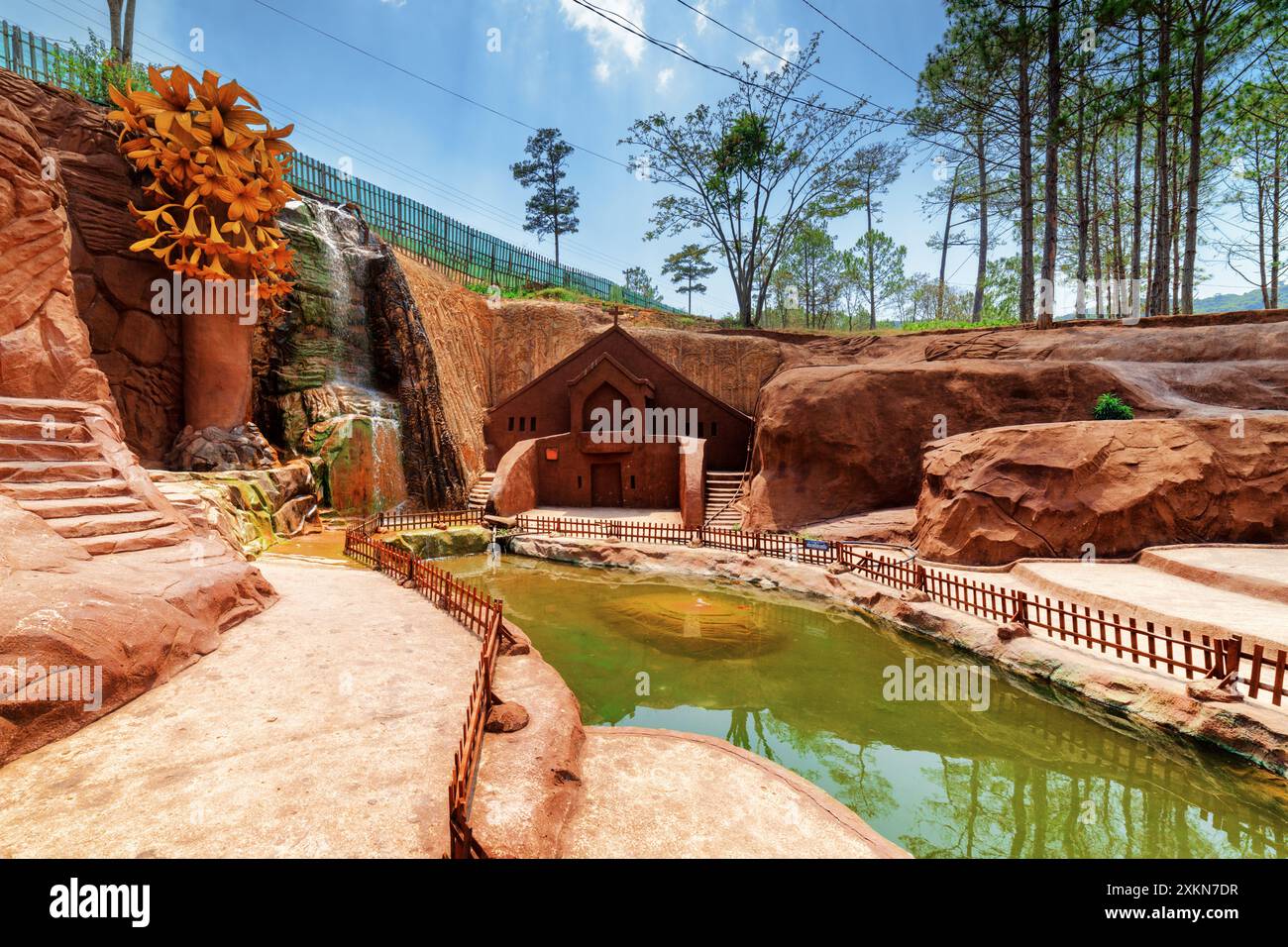 Amazing canyon with clay building of church, the Dalat Star Stock Photo ...
