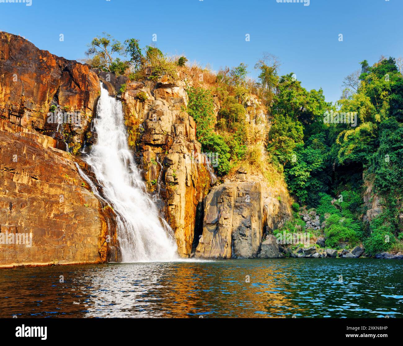 Amazing view of natural waterfall with crystal clear water Stock Photo ...