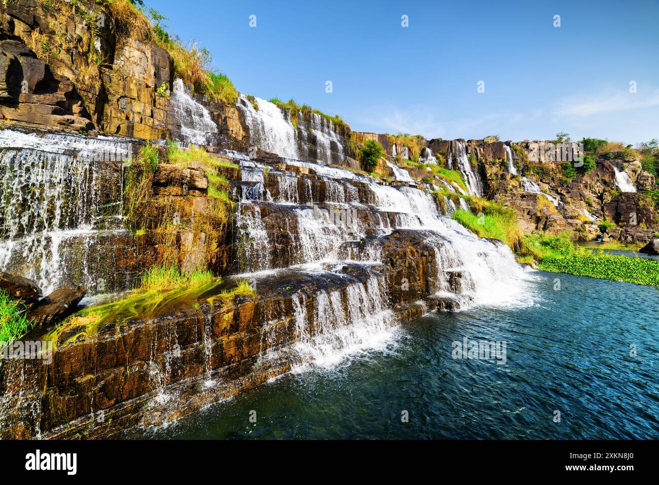 Amazing natural cascades of waterfall with crystal clear water Stock ...