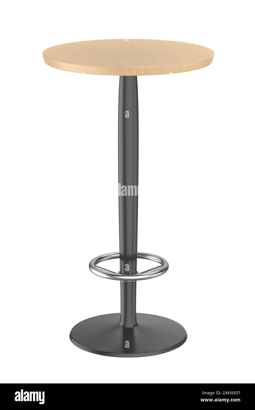 Round bar table on a white background Stock Photo - Alamy