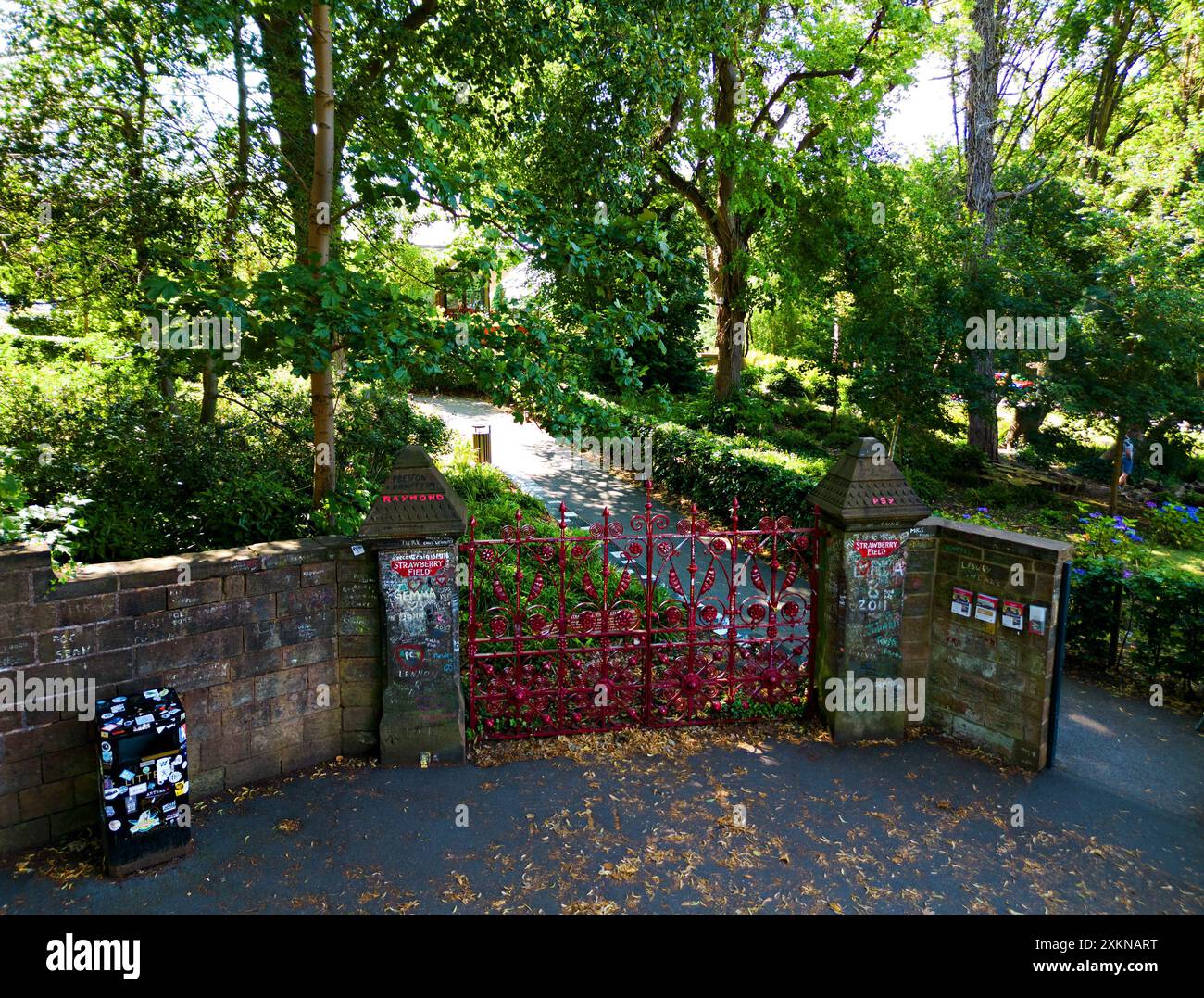 Aerial view of the gates at the entrance to Strawberry Field, made ...