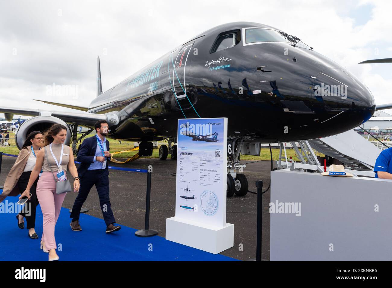 Embraer E190F E-Freighter transport cargo plane at the Farnborough ...