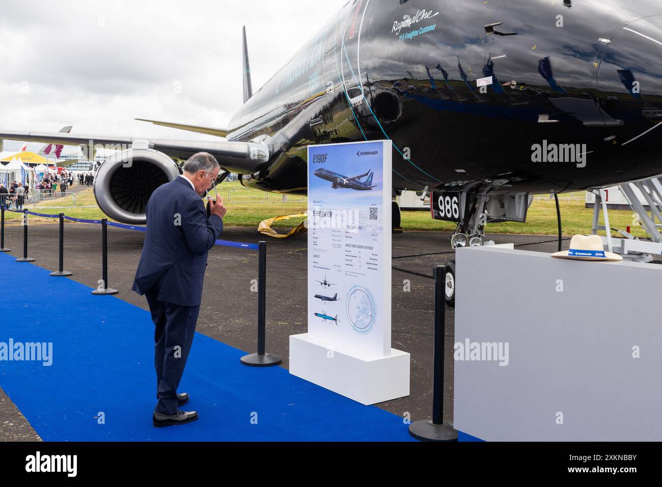 Embraer E190F E-Freighter transport cargo plane at the Farnborough ...