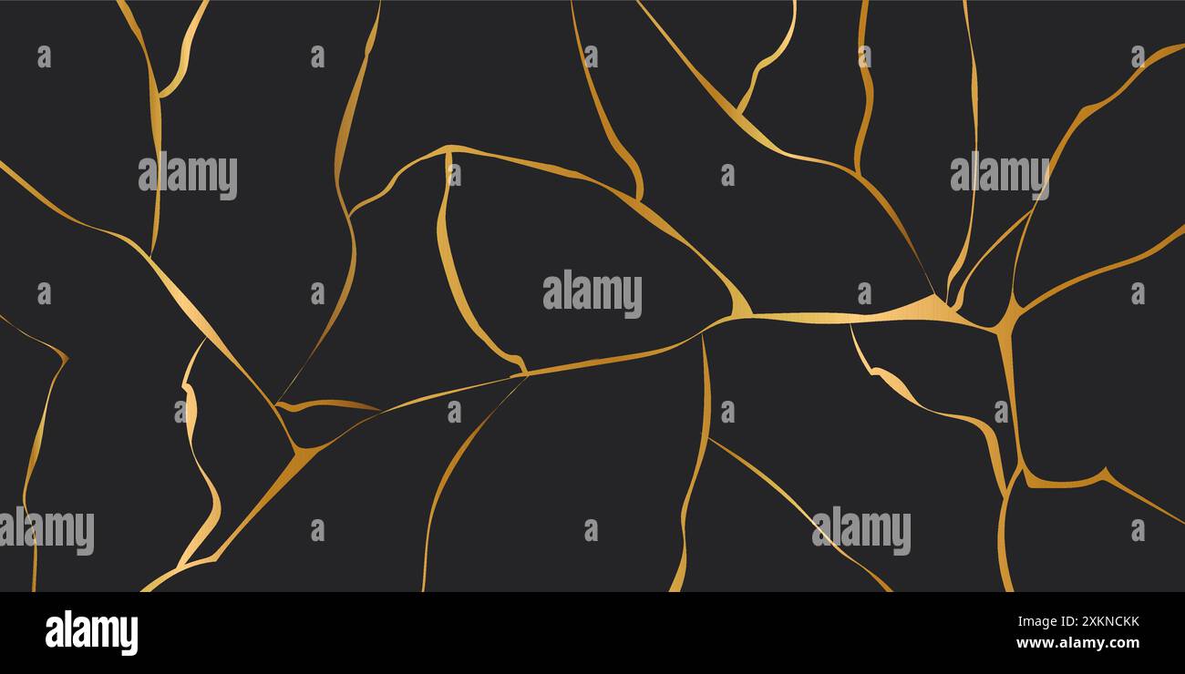 Kintsugi gold simple break lines, asian geaometric crackle. Surface ...