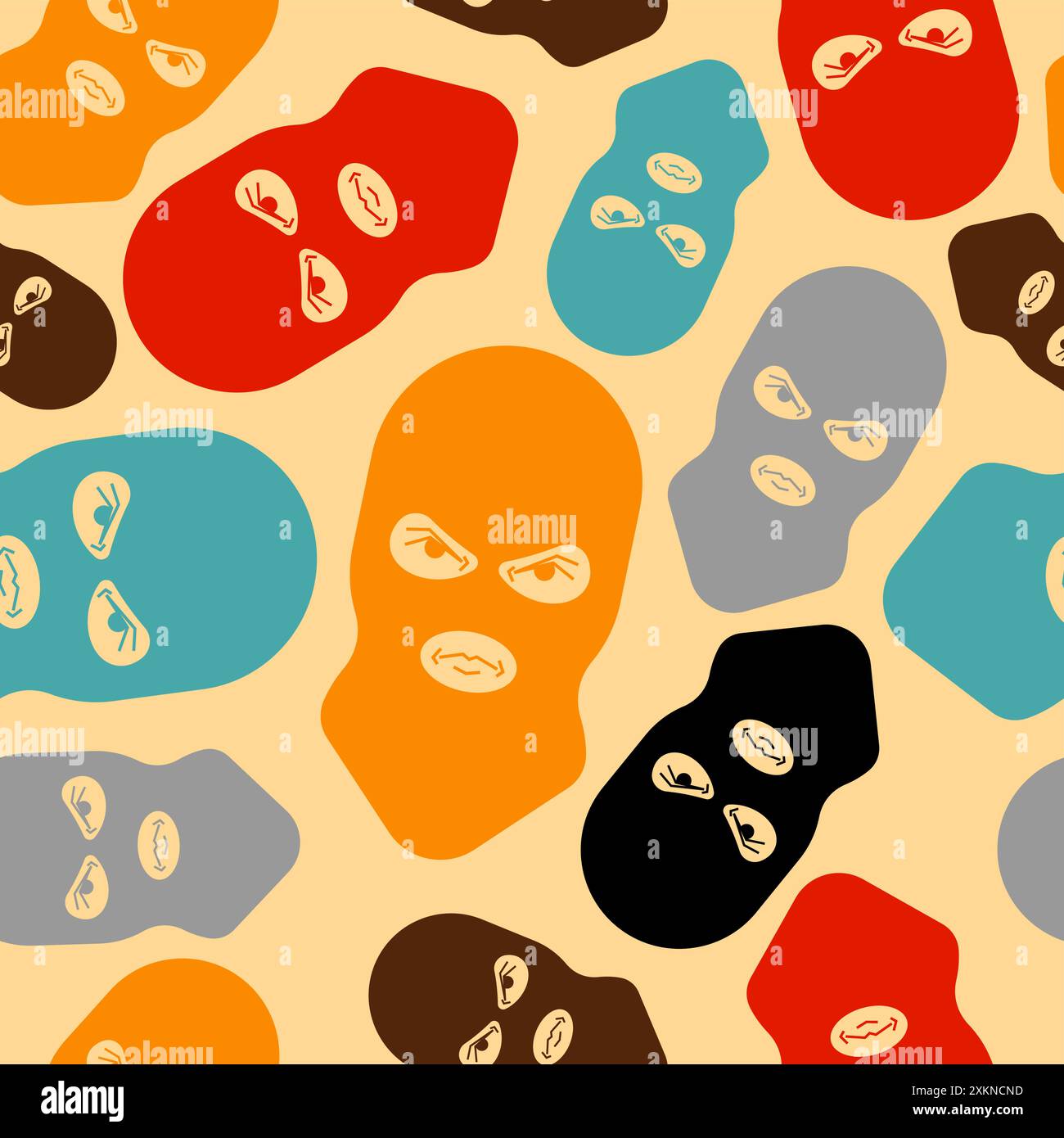 Balaclava criminal pattern seamless. Fraudster face in mask background ...