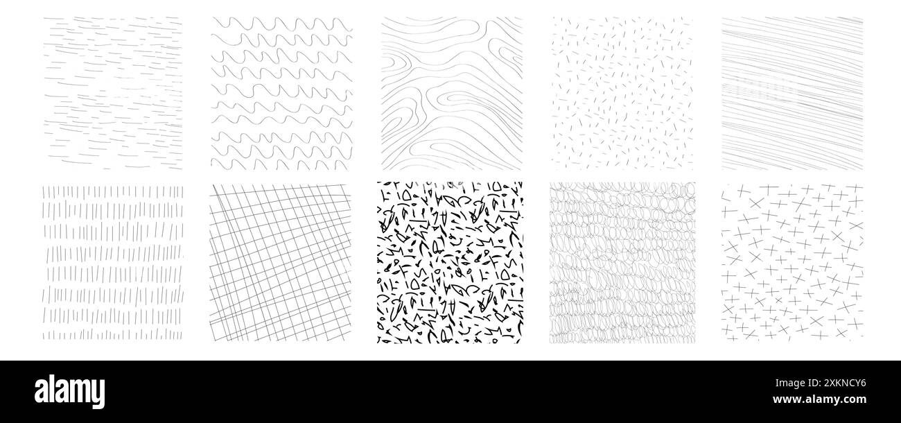 Geometric doodle pencil stripes, hand drawn sletch hatch lines. Quirky ...