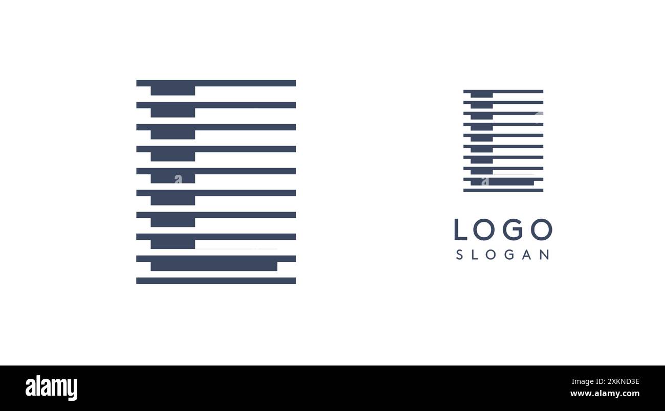 Abstract letter L logo with horizontal lines, logotype with striped ...