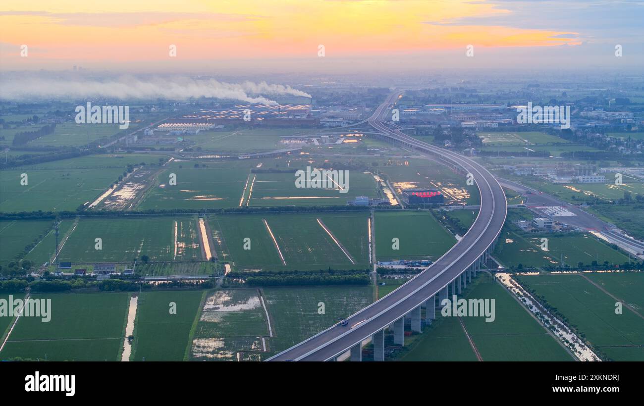 Aerial photo shows the construction site of Changtai Yangtze River ...