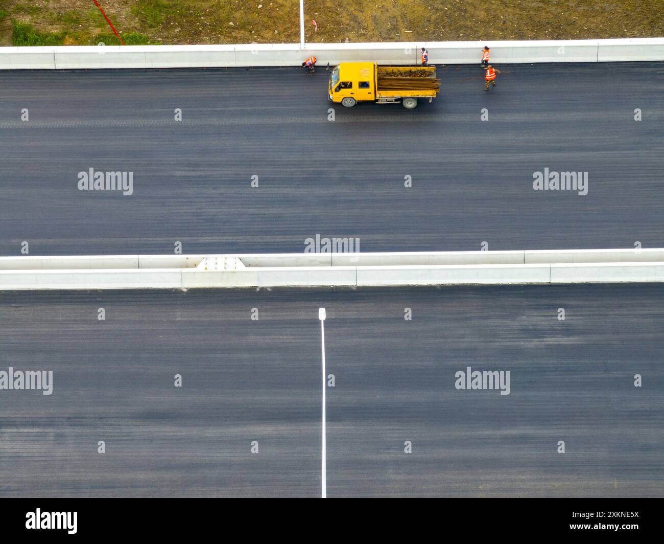 Aerial photo shows the construction site of Changtai Yangtze River ...