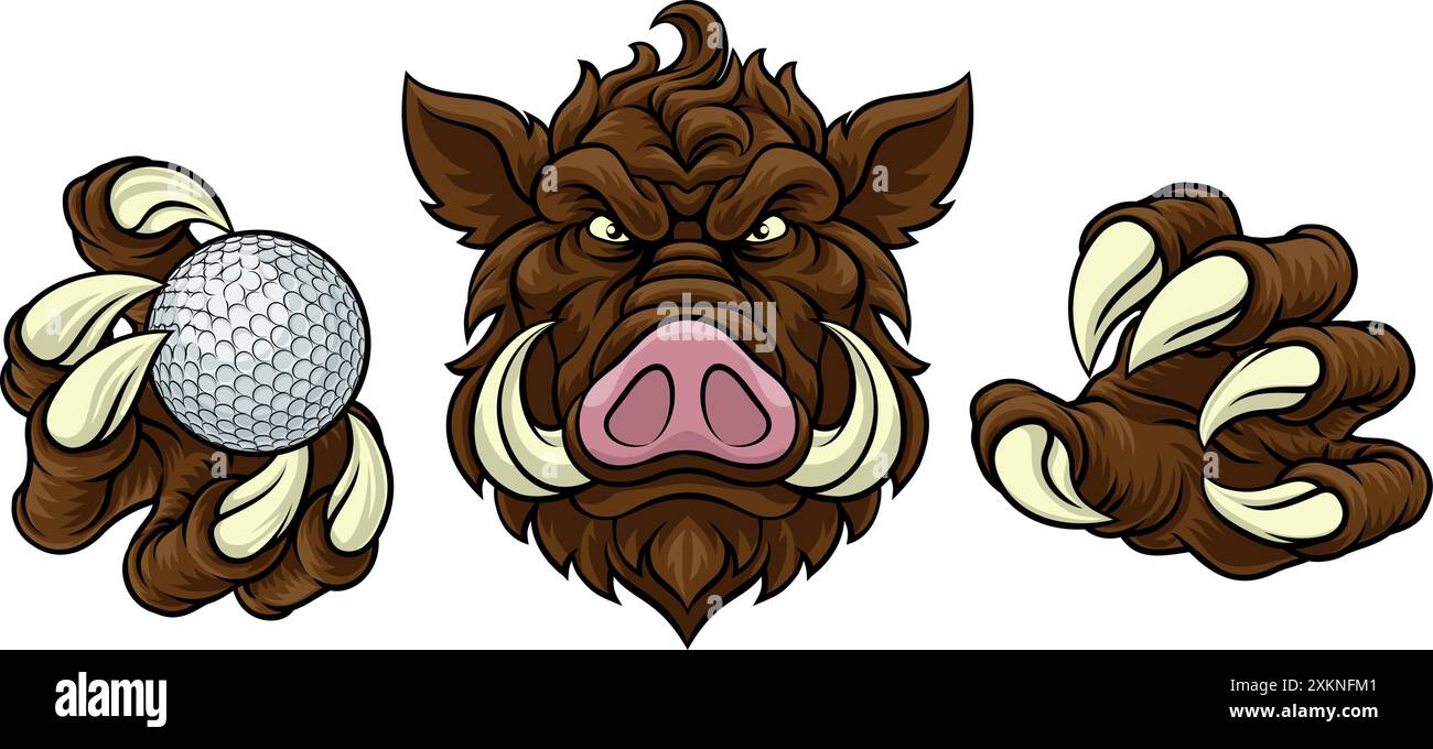 Boar Wild Hog Razorback Warthog Pig Golf Mascot Stock Vector Image ...