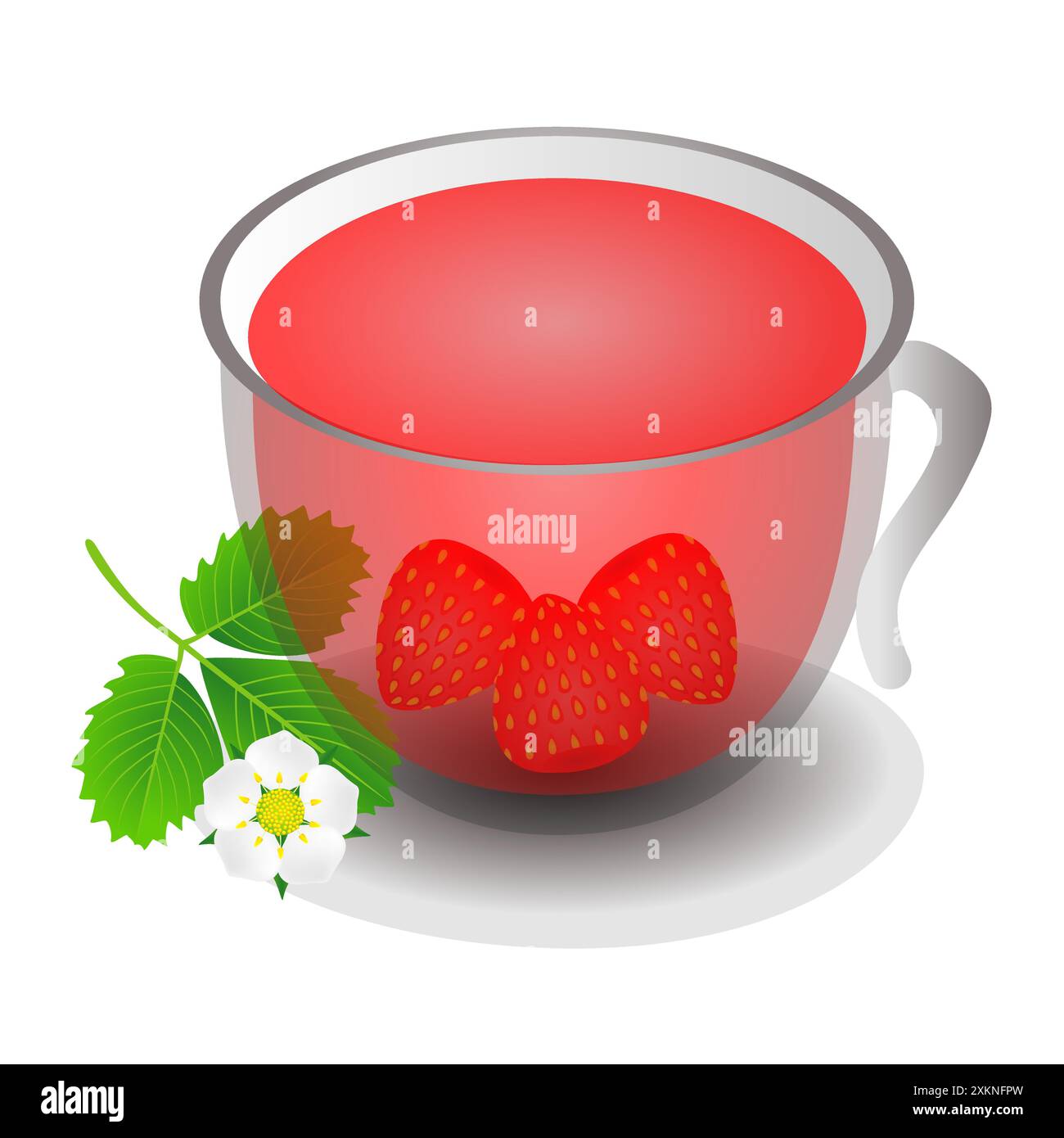 Rose tea with strawberries Stock Vector Images - Alamy