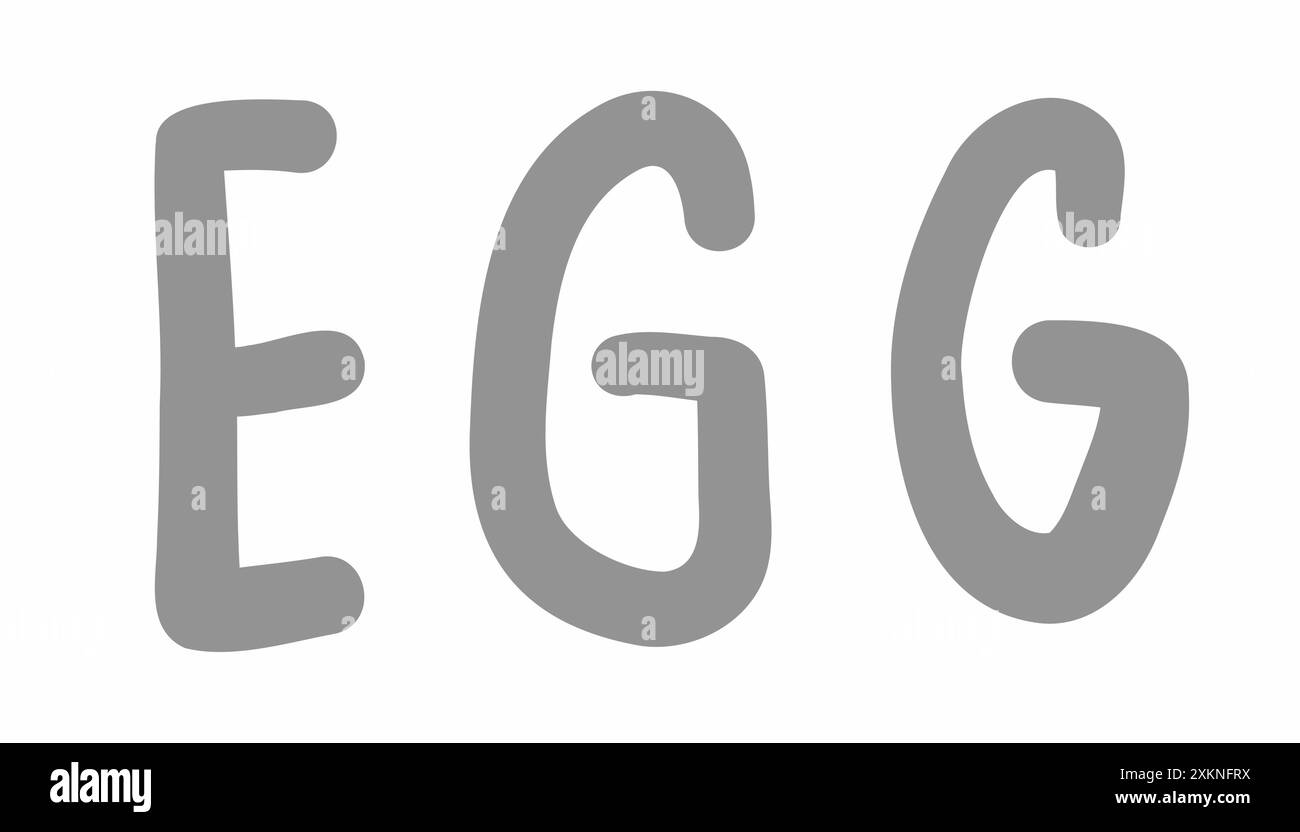 Egg hand drawn lettering. Hand written title. Childlike word text ...