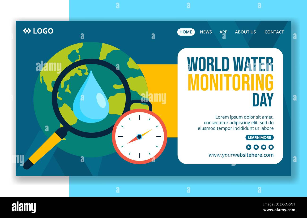 Water Monitoring Day Social Media Landing Page Cartoon Hand Drawn ...